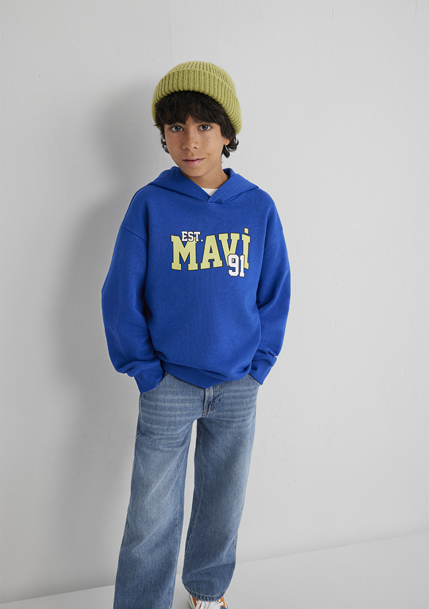 Outlet Erkek Çocuk Mavi Baskılı Mavi Sweatshirt