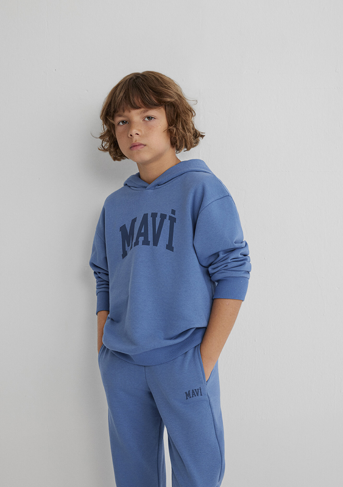 Erkek Çocuk Mavi Logo Baskılı Mavi Sweatshirt