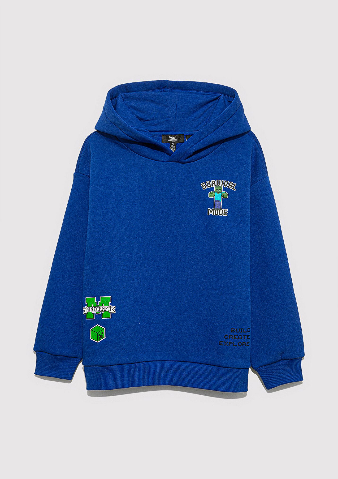 Erkek Çocuk Minecraft Baskılı Mavi Sweatshirt