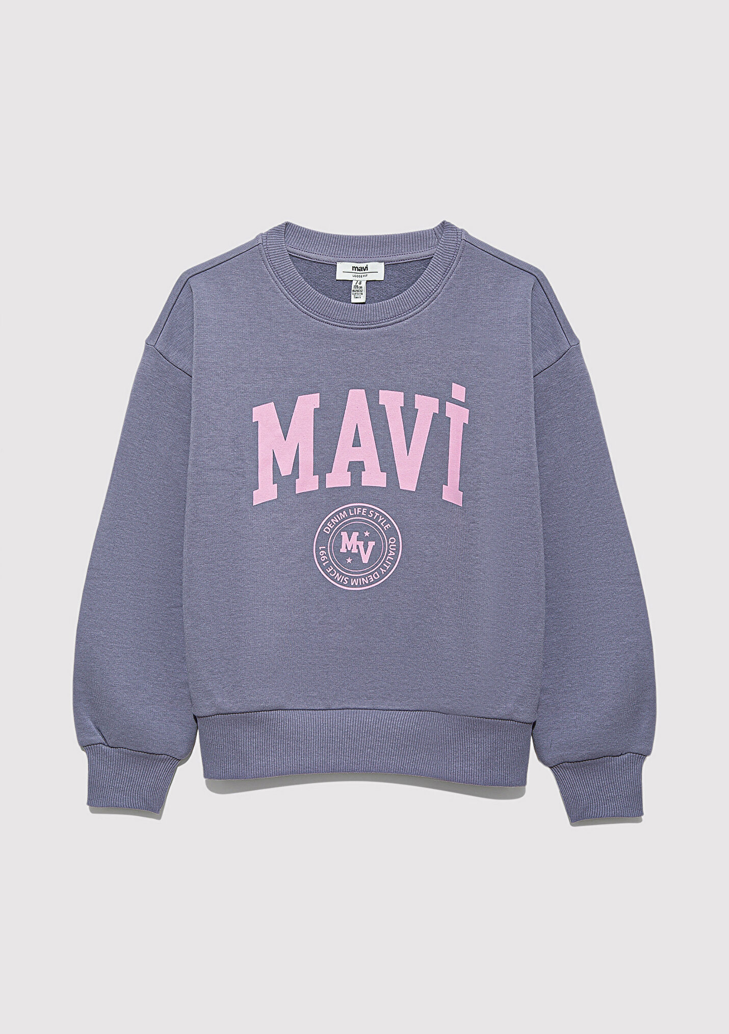 Outlet Kız Çocuk Mavi Logo Baskılı Mor Sweatshirt
