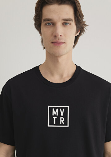 Outlet Erkek MVTR Baskılı Siyah Tişört