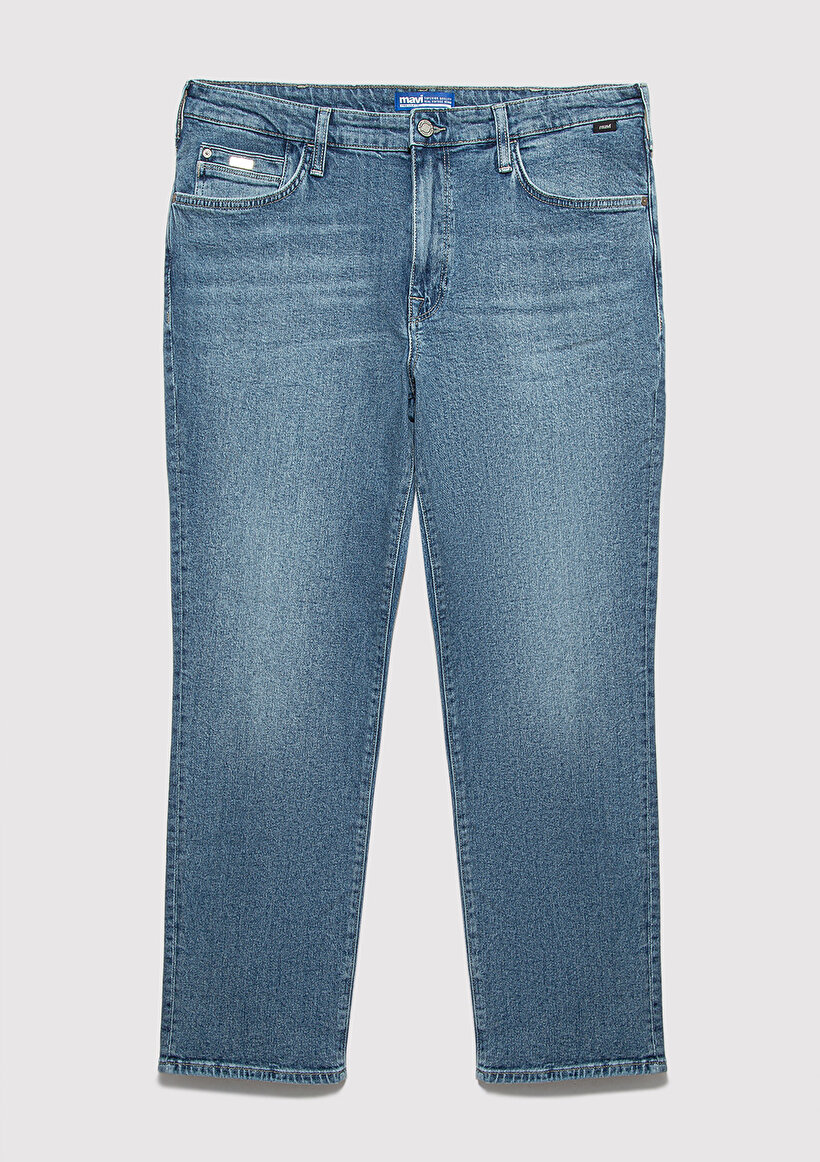 Erkek Hasan Premium Blue Vintage Indigo Mavisi Jean Pantolon