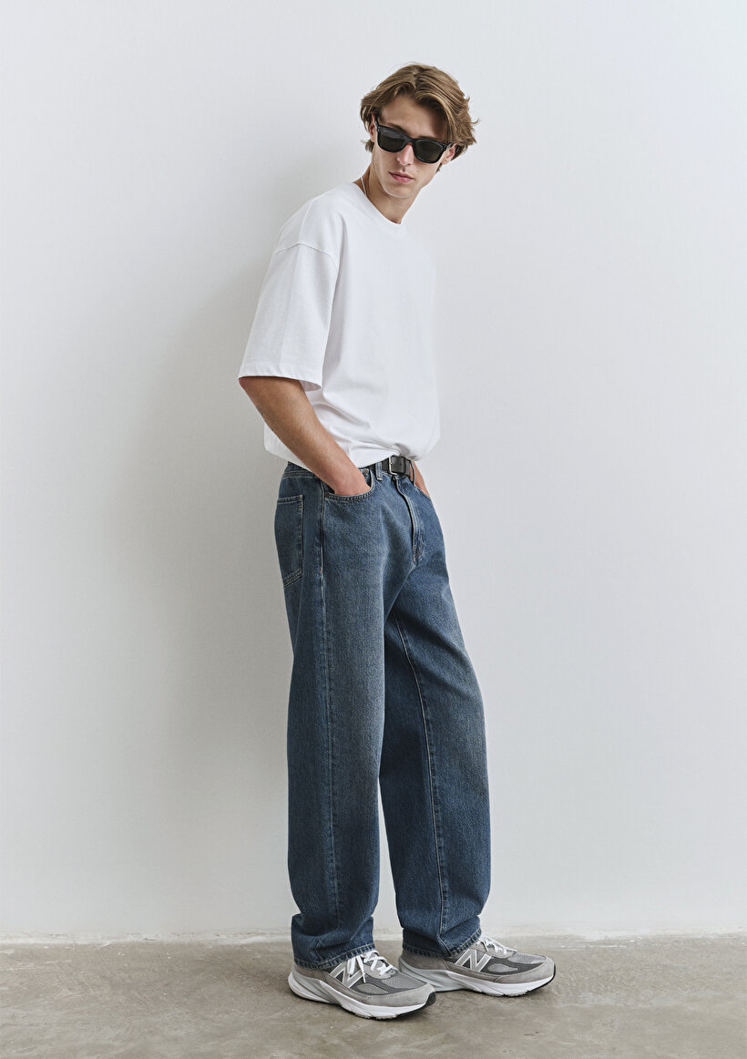 Erkek Mitte Street Puslu Indigo Mavisi Jean Pantolon