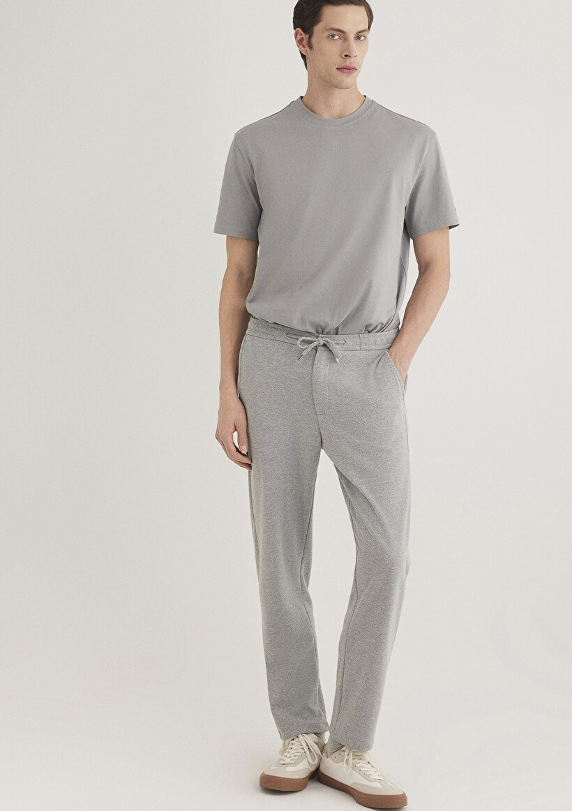 Gri Örme Pantolon - Mavi