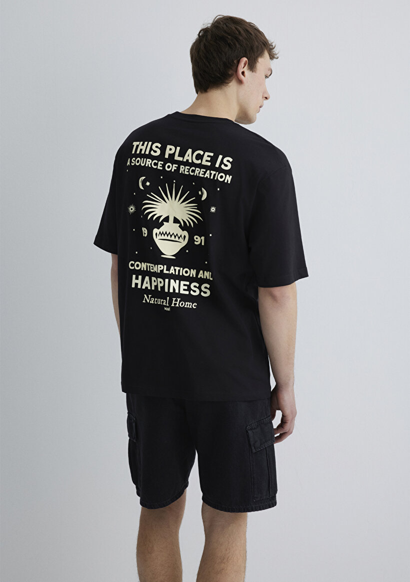 Outlet Erkek This Place Is Baskılı Siyah Tişört