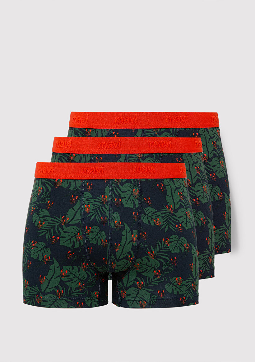Erkek 3lü Akrep Baskılı Lacivert Boxer