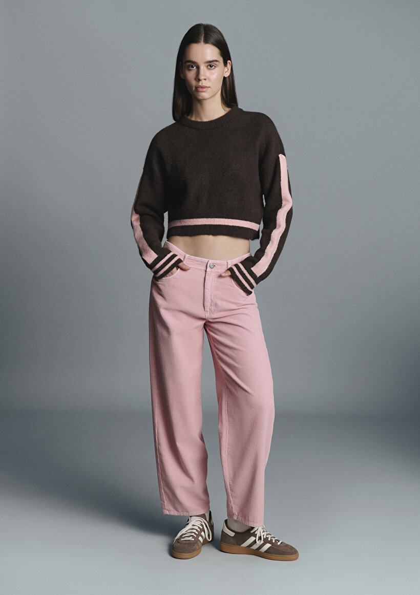 Kadın Pembe Kadife Pantolon