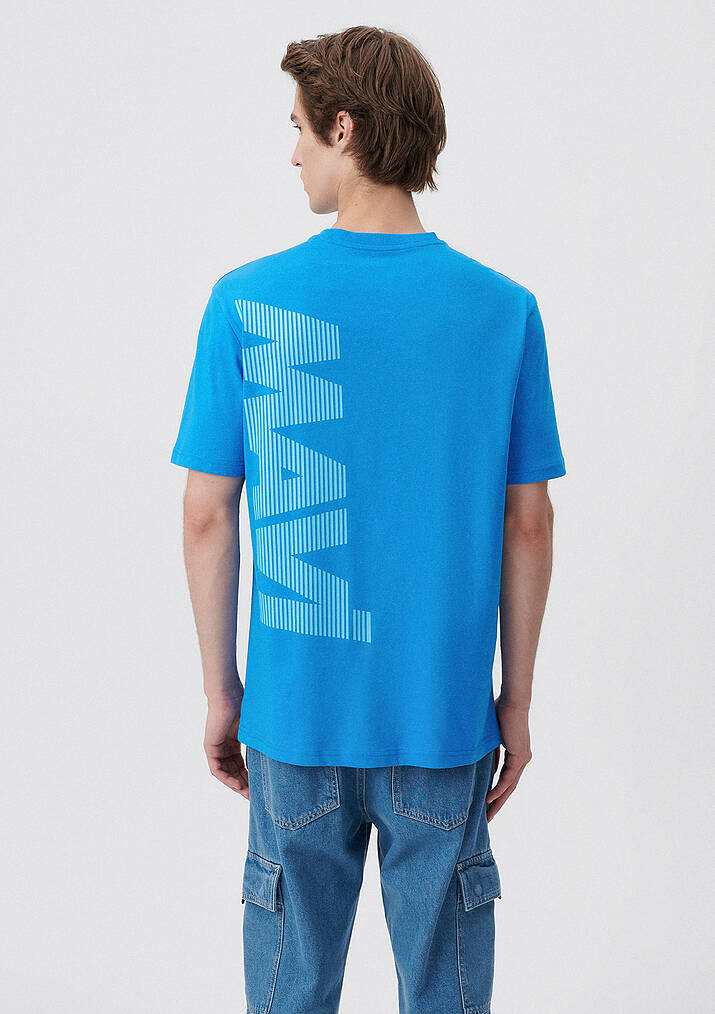 Mavi Logo Baskılı Mavi Tişört - Mavi