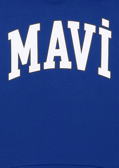 Mavi Logo Baskılı Mavi Kapüşonlu Sweatshirt - Mavi