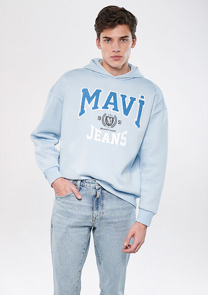 Mavi Logo Baskılı Mavi Sweatshirt - Mavi