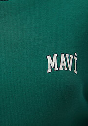 Mavi Logo Baskılı Yeşil Crop Sweatshirt - Mavi