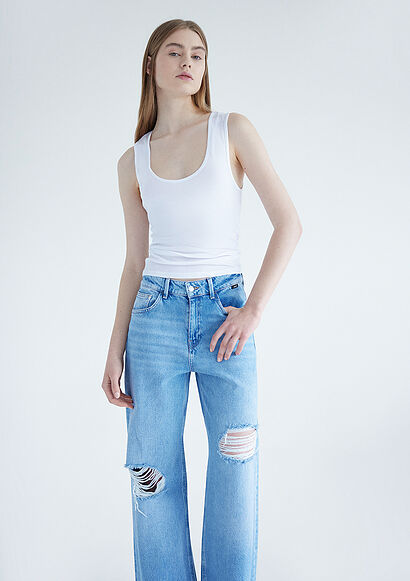 Kadın Atlet Tişört Modelleri - Mavi