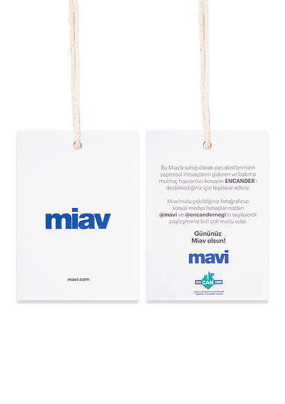 Miav Baskılı Beyaz Tişört - Mavi