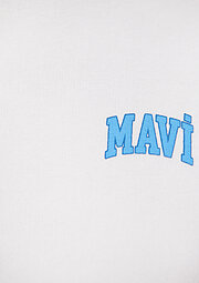 Mavi Logo Baskılı Beyaz Crop Sweatshirt - Mavi