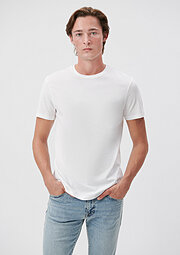 Beyaz Basic Tişört - Mavi