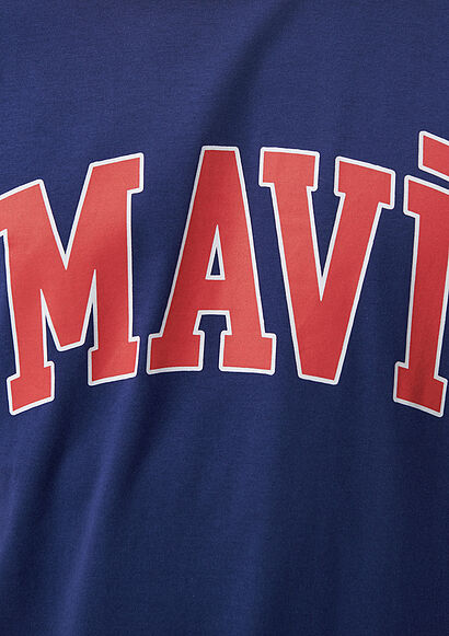 Mavi Logo Baskılı Mavi Tişört - Mavi