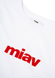 Kırmızı Miav Baskılı Beyaz Tişört - Mavi