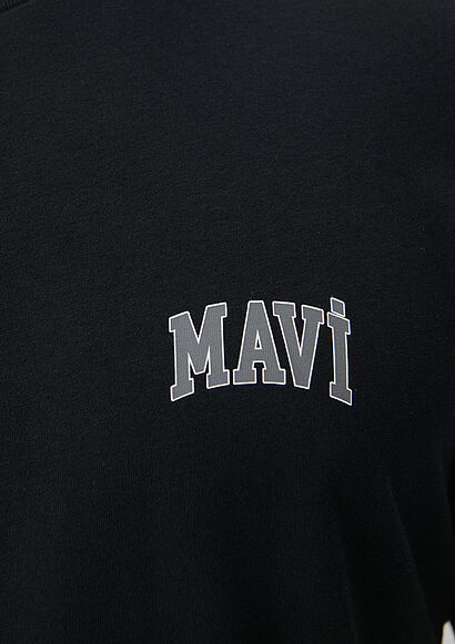 Mavi Logo Baskılı Siyah Tişört - Mavi