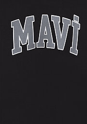 Mavi Logo Baskılı Kapüşonlu Siyah Sweatshirt - Mavi
